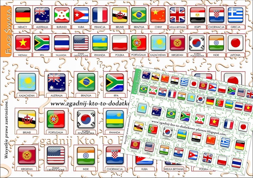 PLANSZE - Zgadnij Kto Jest EKSTRA E13 FLAGI ŚWIATA - 8684794157 ...