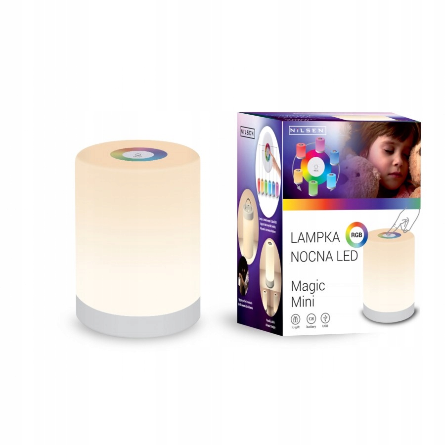 Lampka nocna MAGIC MINI RGB Nilsen przenośna - 11417567573 - oficjalne archiwum Allegro