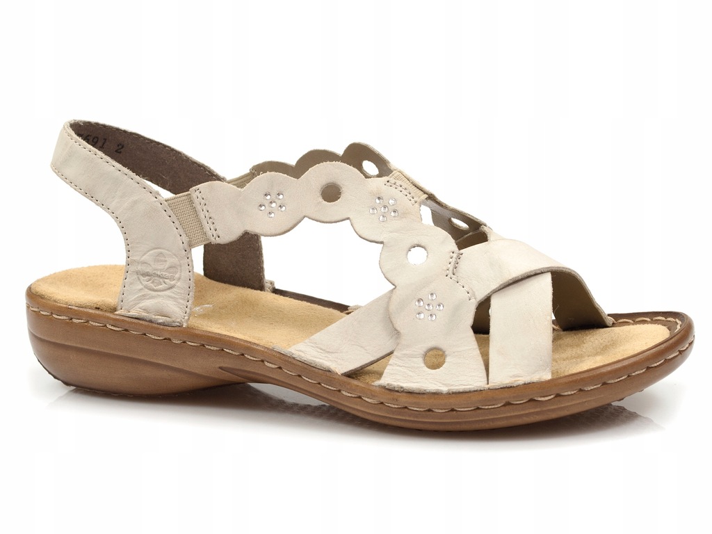 sandały RIEKER damskie płaskie skóra letnie buty - 10469249327 ...