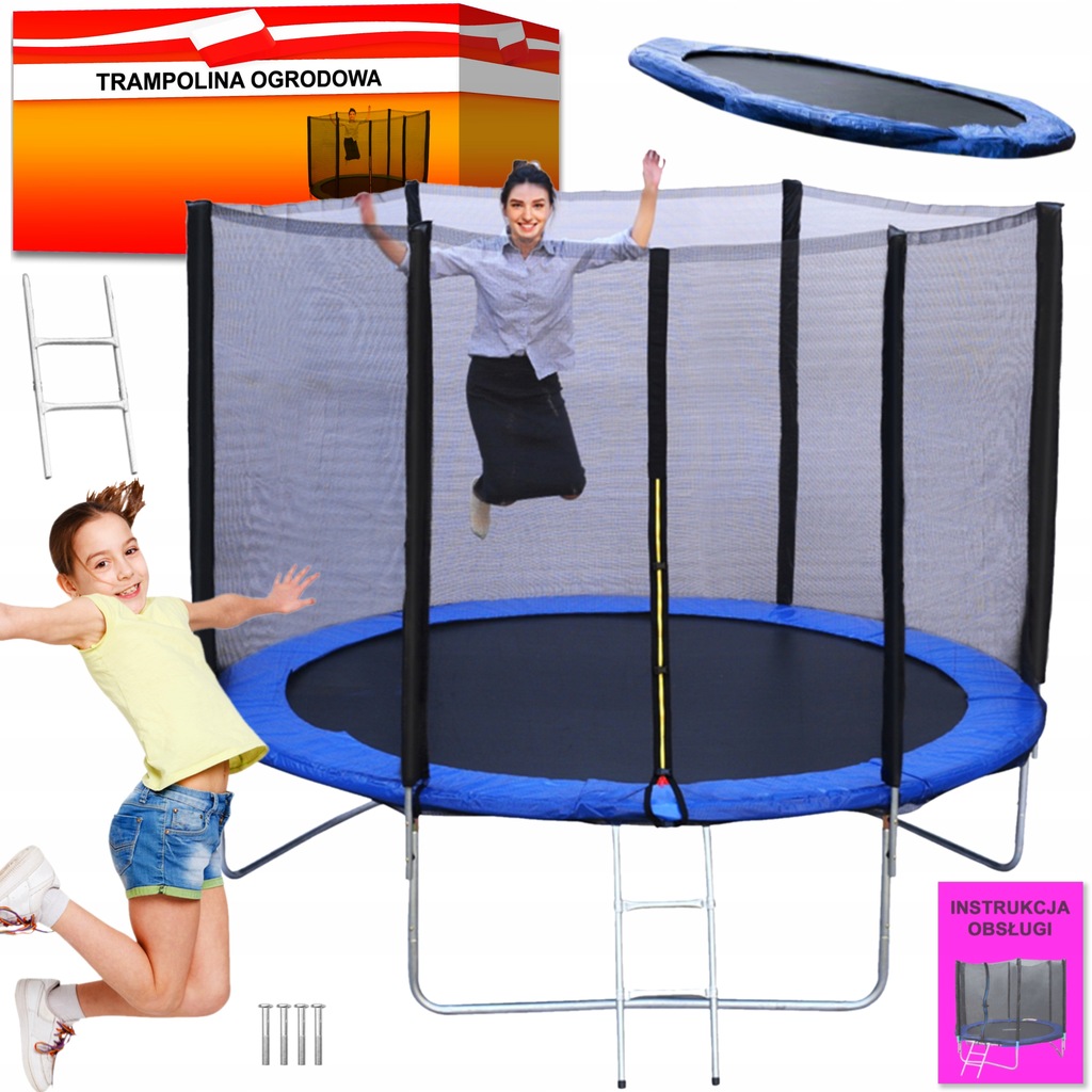 TRAMPOLINA OGRODOWA DLA DZIECI 183CM DRABINKA DUŻA - 12352586870 ...