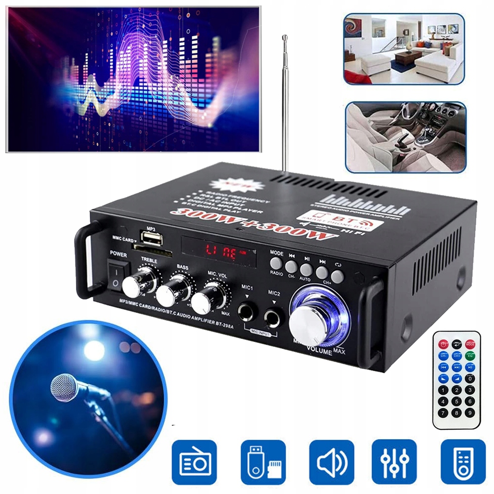 WZMACNIACZ BLUETOOTH, MINI WZMACNIACZ AUDIO, CYFROWY WZMACNIACZ DOMOWEGO - 16881779694 ...