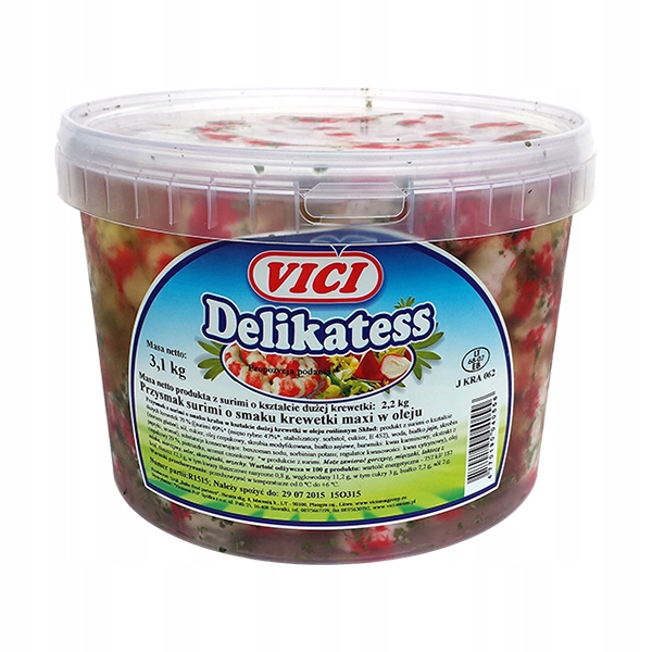 SURIMI O SMAKU KREWETKI W OLEJU 2.2 KG VICI - 10026204709 - oficjalne archiwum Allegro
