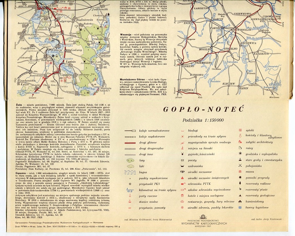 GOPŁO NOTEĆ : szlak wodny -- mapa kajakowa : 1961 - 13362482926 ...