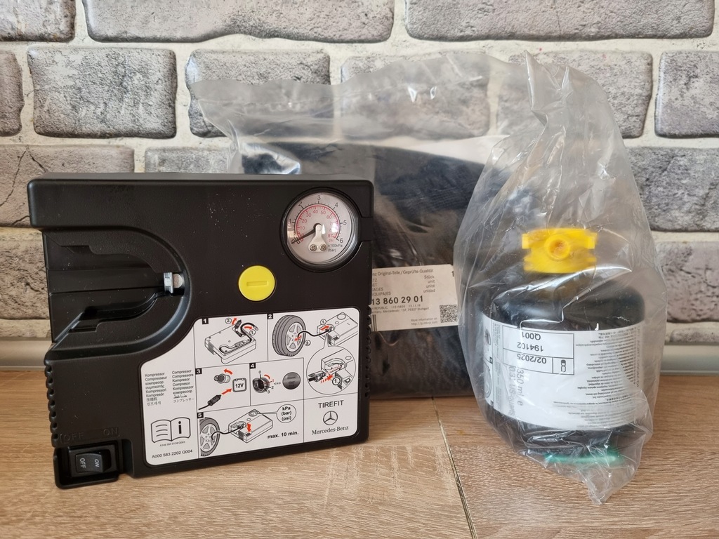 Kompresor zestaw naprawczy opon MERCEDES+siatka - 13787837598 - oficjalne archiwum Allegro