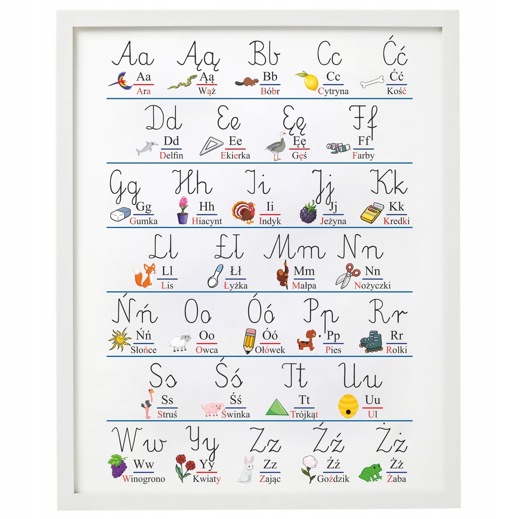 PLAKAT EDUKACYJNY - ALFABET - DUŻY (A3) + RAMKA - 12354666084 ...