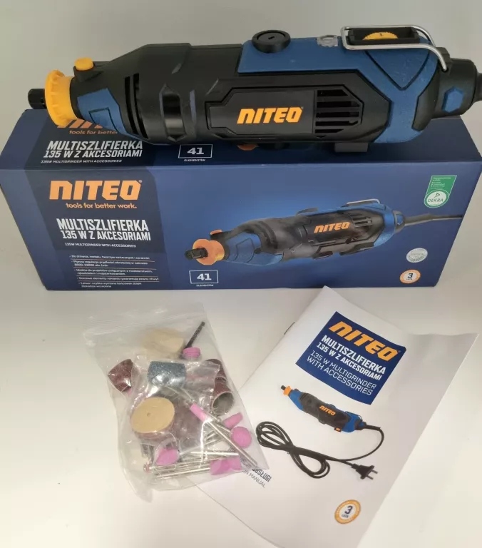 MULTISZLIFIERKA NITEO 135 W Z AKCESORIAMI 41 EL. - 12430820020 - oficjalne archiwum Allegro