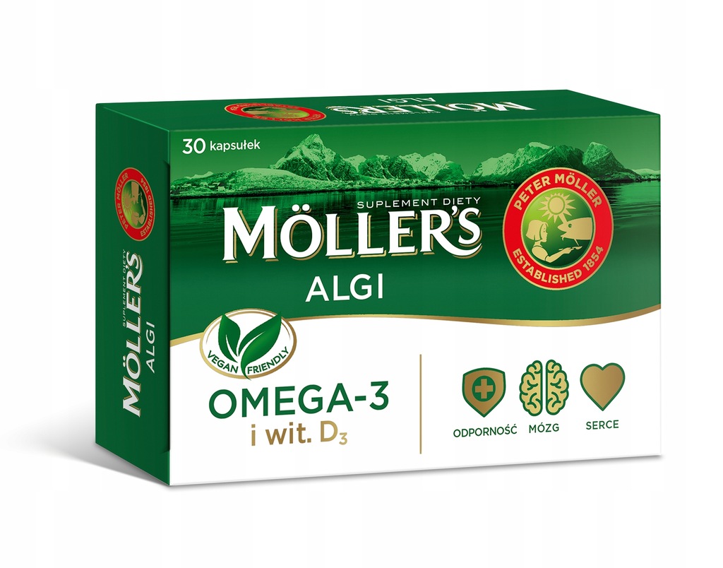 Moller's OMEGA 3 DHA EPA z ALGI ROŚLINNE dla VEGAN - 9732910661 ...