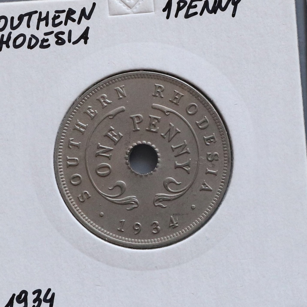 Southern Rhodesia Pd. Rodezja one penny 1934 - 12383311825 - oficjalne archiwum Allegro