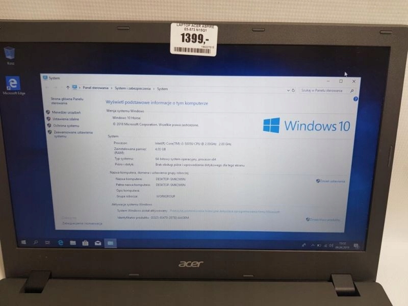 LAPTOP ACER ASPIRE E5-573 N15Q1 - 8124939472 - oficjalne archiwum Allegro