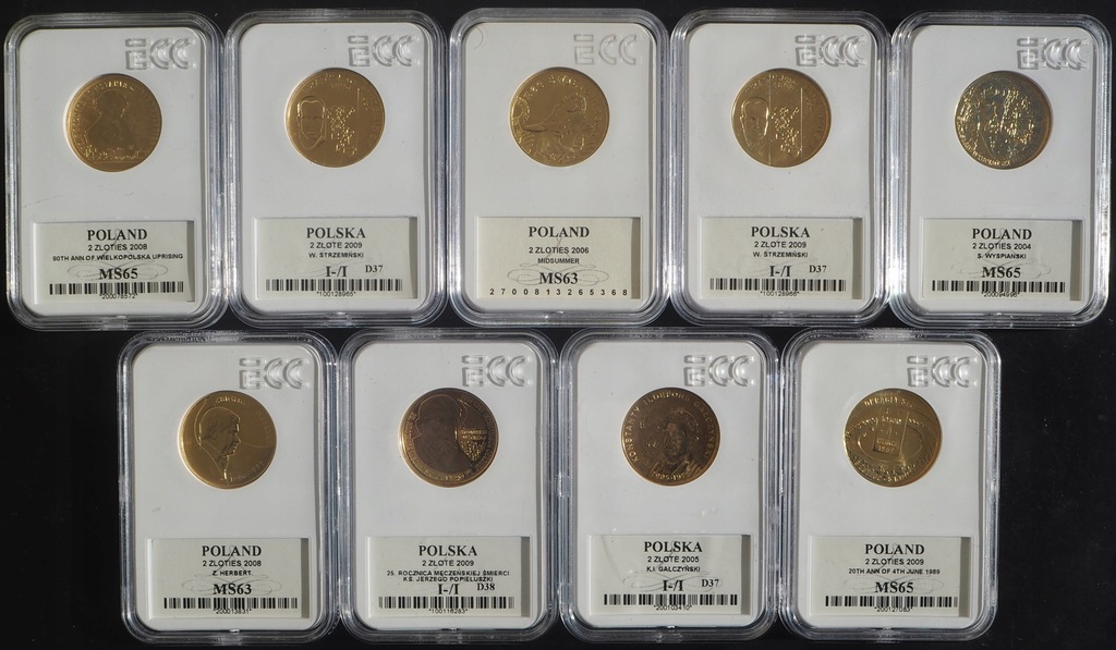 2 ZŁOTE ZESTAW 9 MONET GRADING MS68 #4 - 13349045301 - oficjalne archiwum Allegro