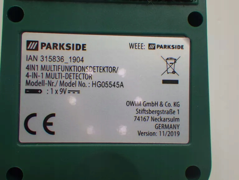 PARKSIDE MULTIDETECTOR WYKRYWACZ DREWNA METALU - 12133683851 ...