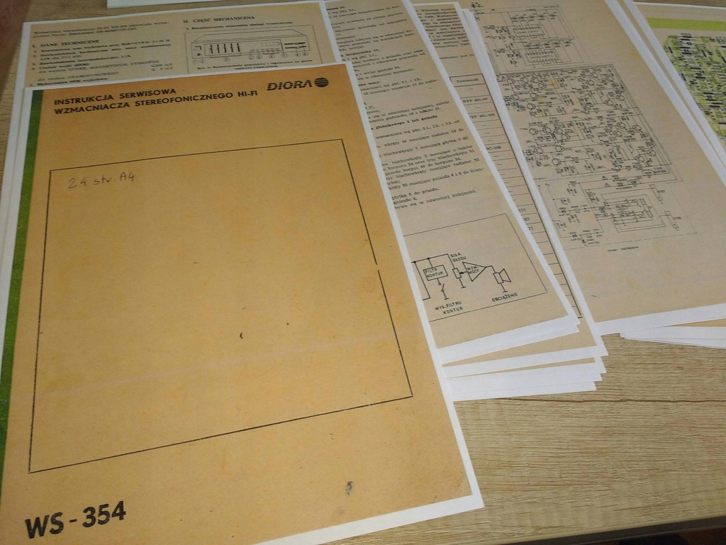 instrukcja serwis Wzmacniacz Diora WS 354 schemat - 13263544032 - oficjalne archiwum Allegro