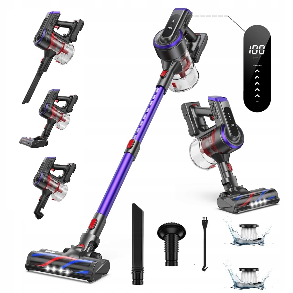 Odkurzacz Bezprzewodowy Pionowy Ręczny Bezworkowy 38Kpa 450W BUTURE ...