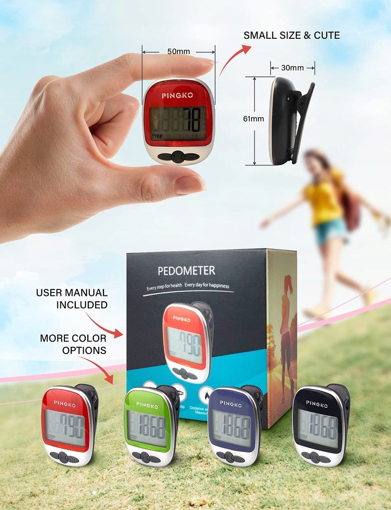 PINGKO krokomierz pedometr zielony - 11846409040 - oficjalne archiwum ...