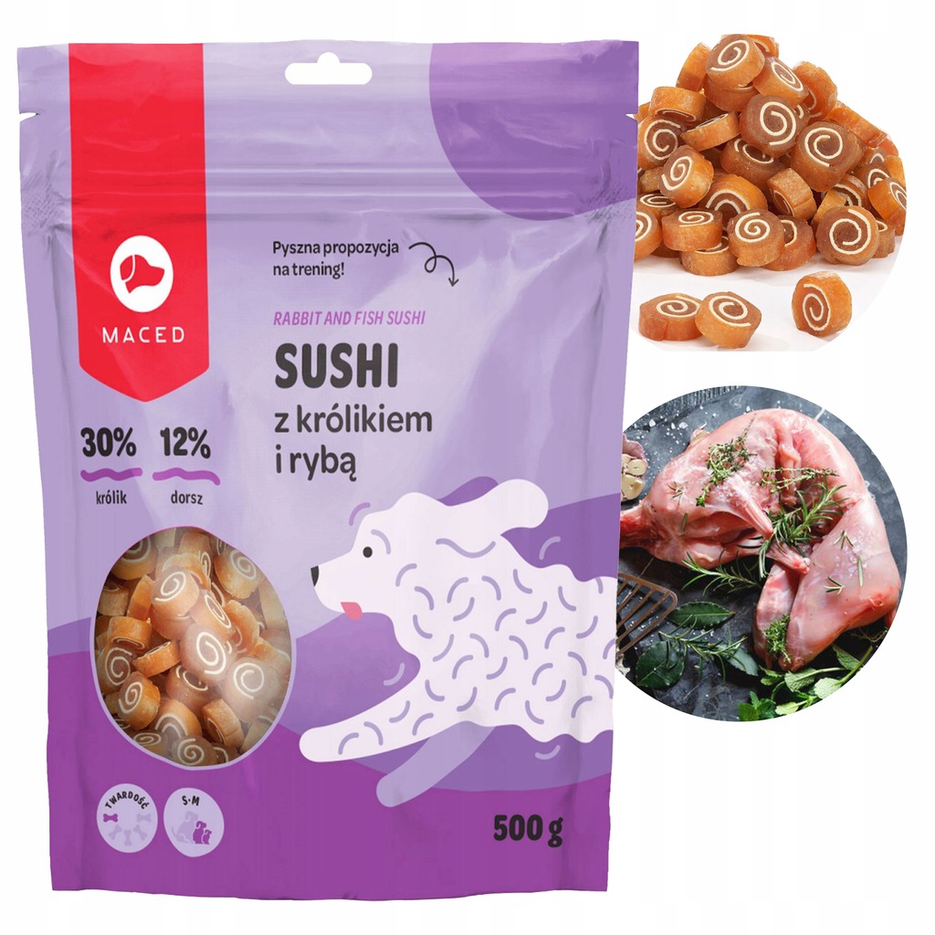 MACED SUSHI z Królikiem i Rybą przysmak dla psa 500g - 15358748014 ...
