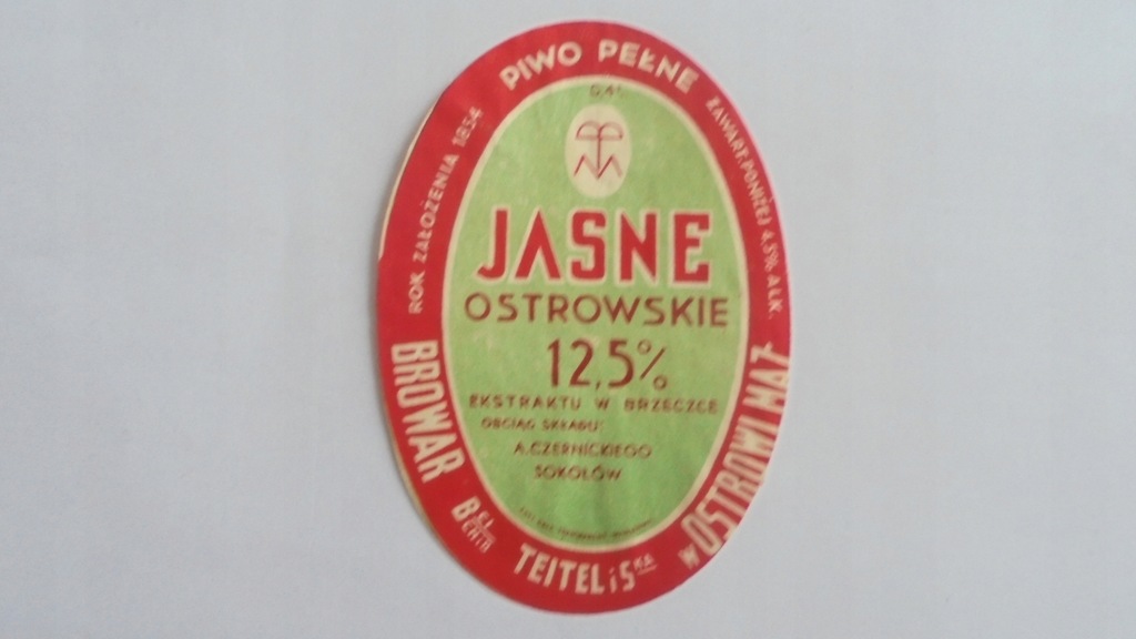 Stara etykieta browar Ostrów Maz Sokołów - 13302720219 - oficjalne archiwum Allegro