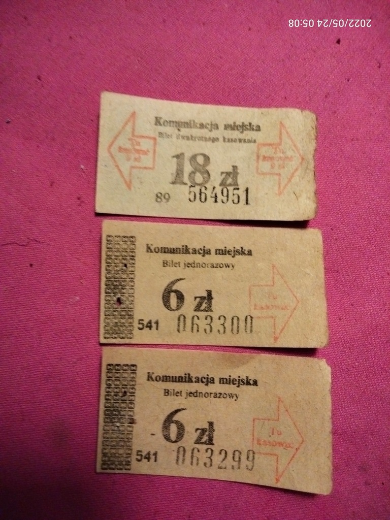 Stare bilety komunikacji miejskiej 3 szt - 12199386492 - oficjalne archiwum Allegro