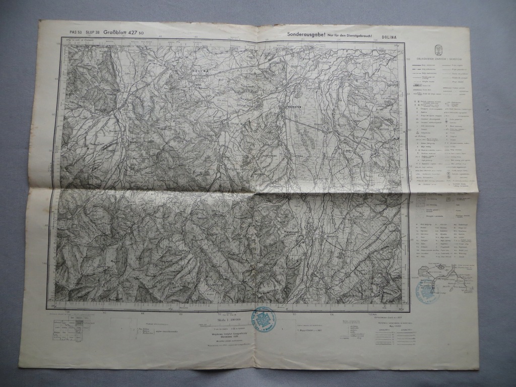 DOLINA KRESY MAPA WOJSKOWA WIG 1929/37 SŁUŻBOWA NIEMIECKA MAPA ZHP ...