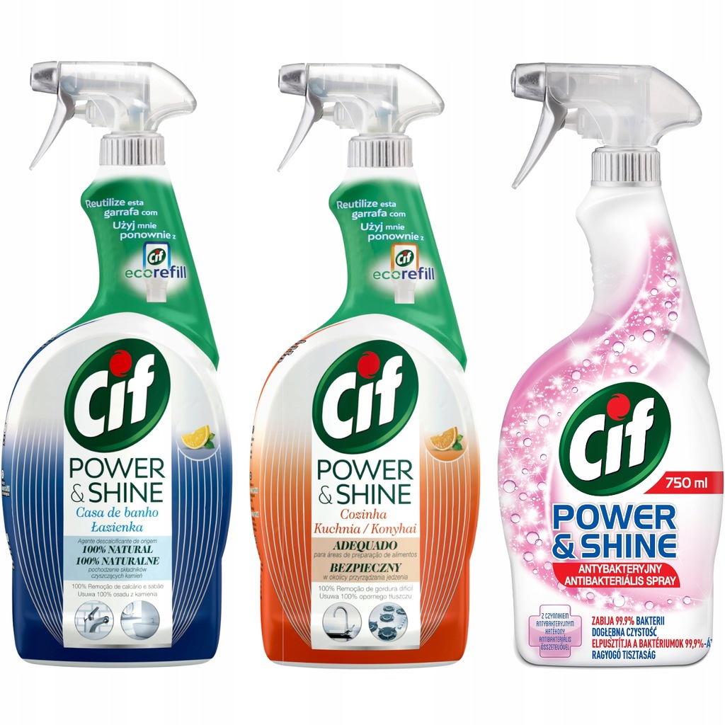 Cif Power&Shine kuchnia łazienka 3x750ml - 12640059364 - oficjalne ...