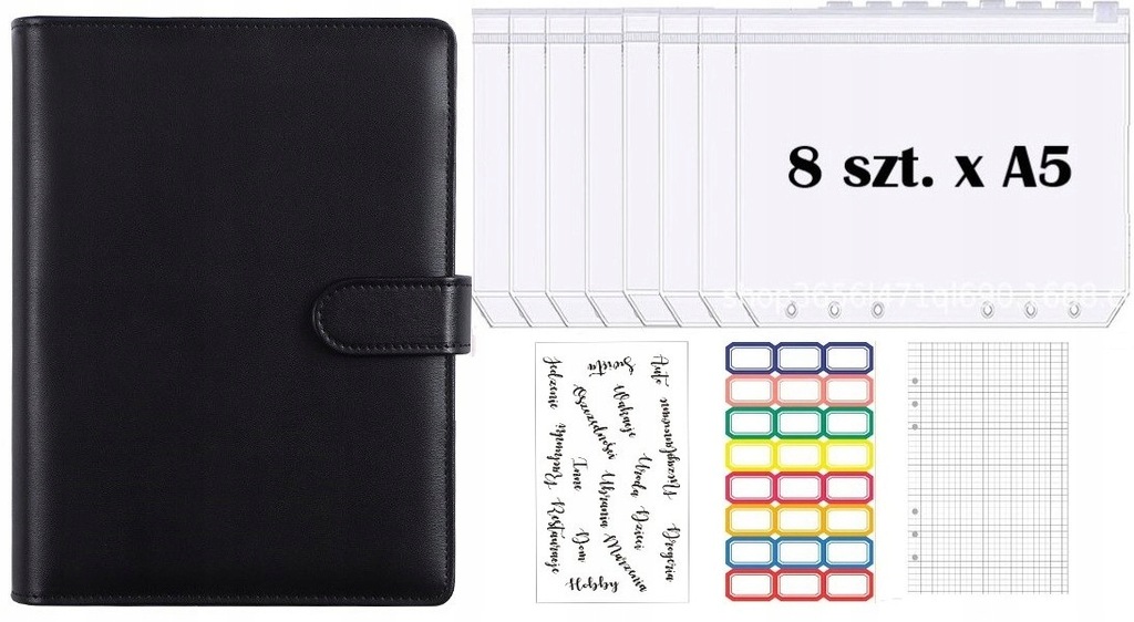 ZAMYKANY SEGREGATOR BINDER PLANER NOTATNIK A5 CZARNY - 16194602861 - oficjalne archiwum Allegro