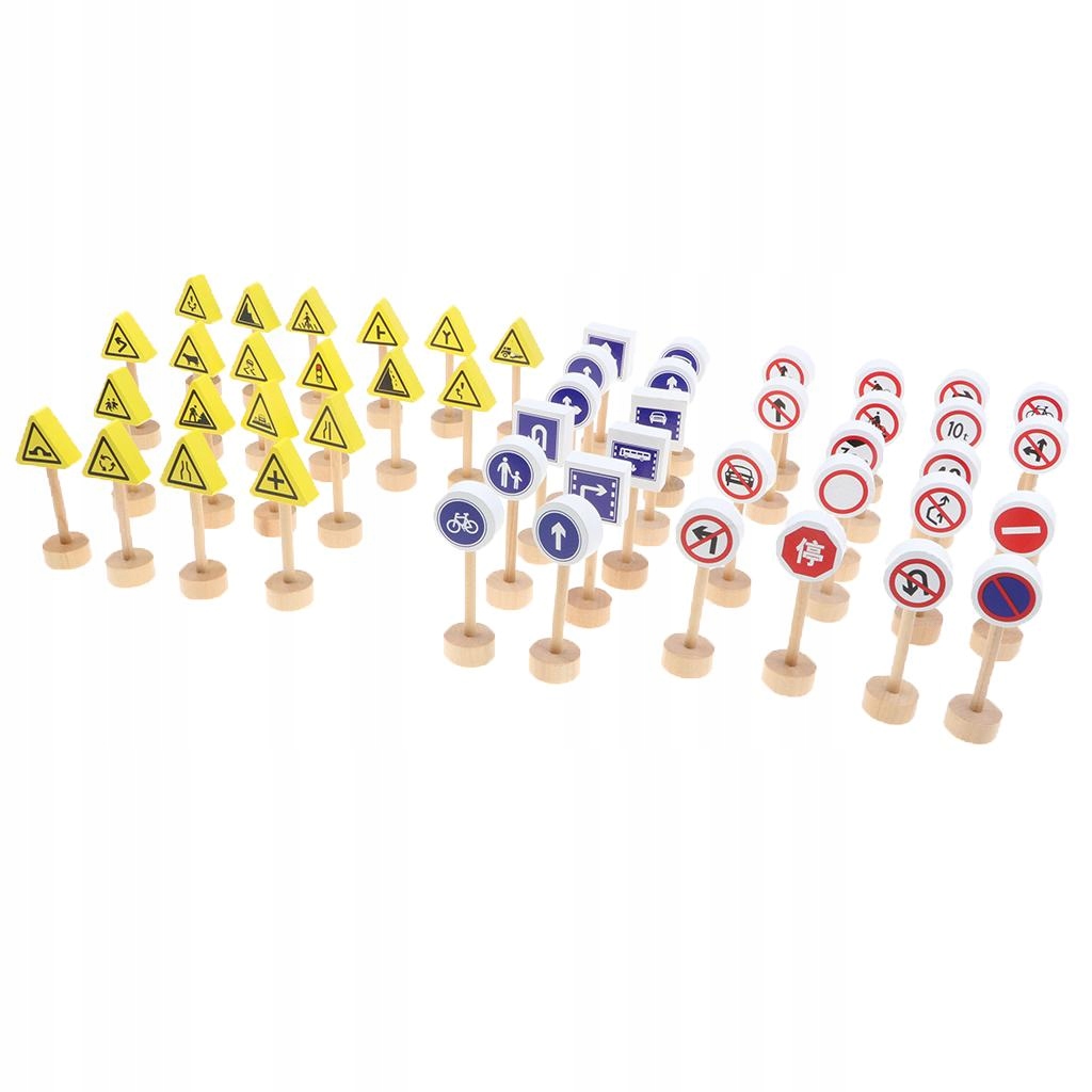 50 Drewniane znaki drogowe dla dzieci Zestaw - 11901271985 - oficjalne archiwum Allegro