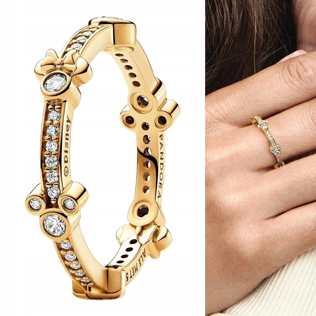 Lśniący pierścionek Disney z Myszką Miki i Myszką Minnie i wieczności ...