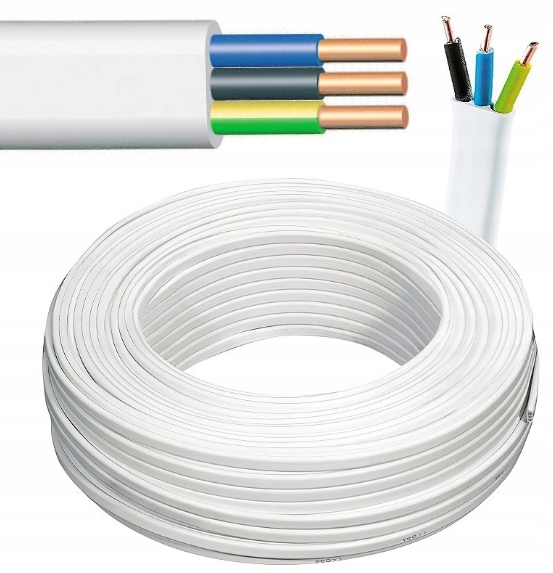 PRZEWÓD KABEL płaski YDYP 3x1,5 450/750V 100MB - 12506804431 - oficjalne archiwum Allegro