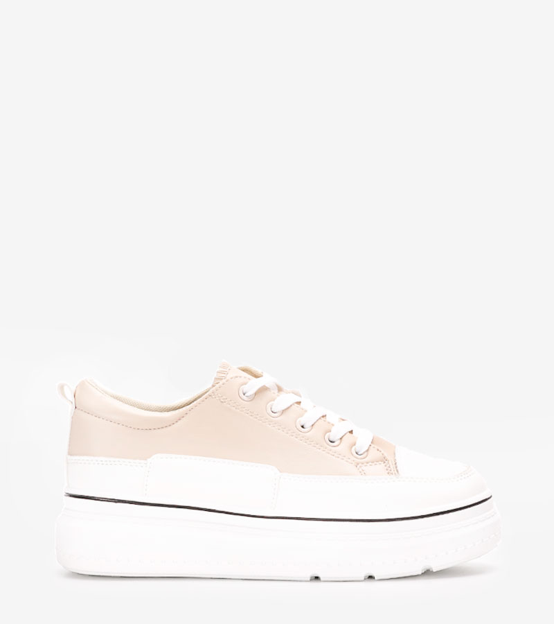 Beżowe trampki platforma sneakersy buty C1091 37 - 12268823009 ...