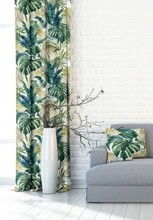 Tkanina zasłonowa zasłony w liście monstera 150cm - 12801155281 - oficjalne archiwum Allegro