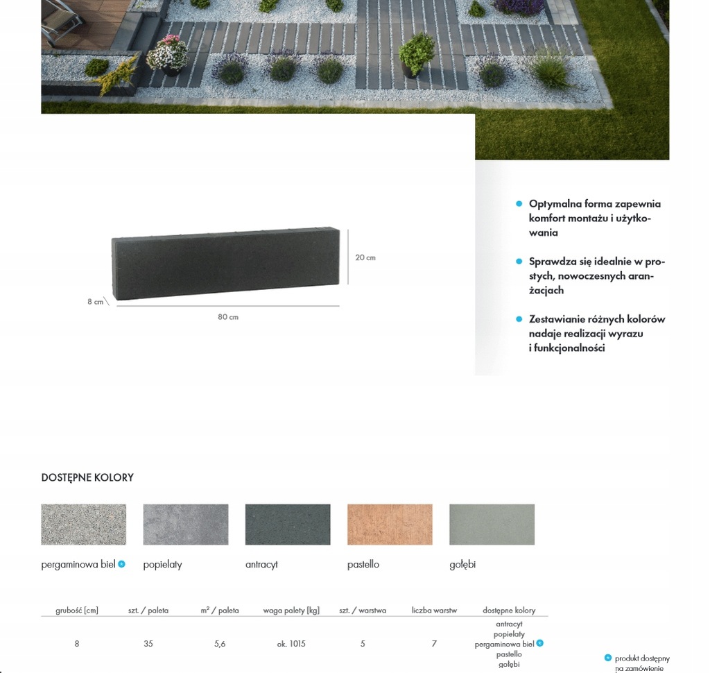 Libet MAXIMA LUNGO Płyta betonowa 80x20x8 - 11394183474 - oficjalne archiwum Allegro