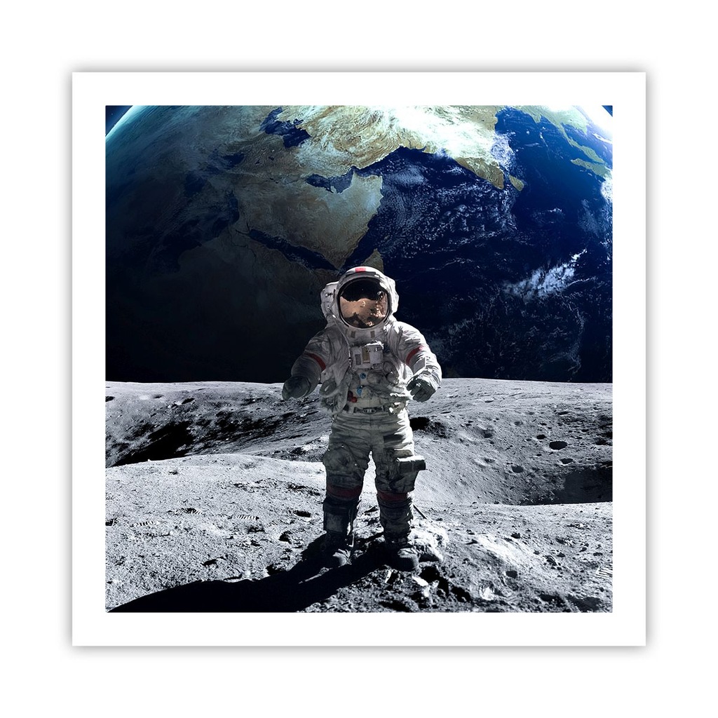Plakat 60x60 Astronauta Księżyc Ziemia - 12406713709 - oficjalne archiwum Allegro