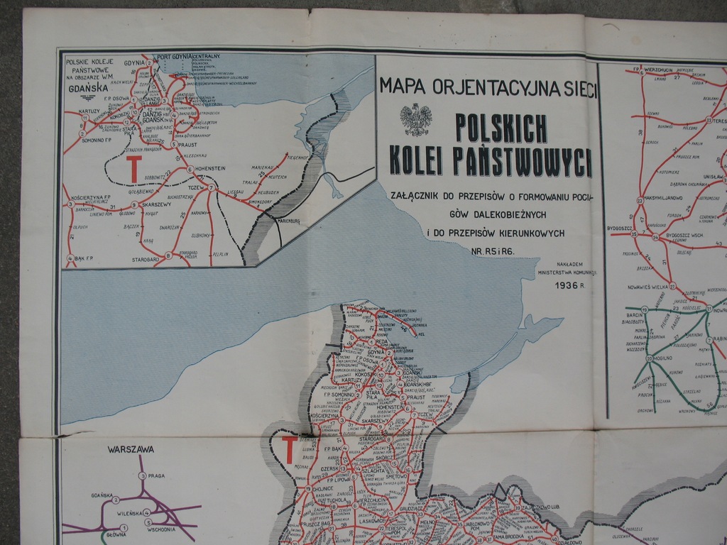MAPA POLSKICH KOLEI PAŃSTWOWYCH PKP 1936 - 12759264738 - oficjalne ...