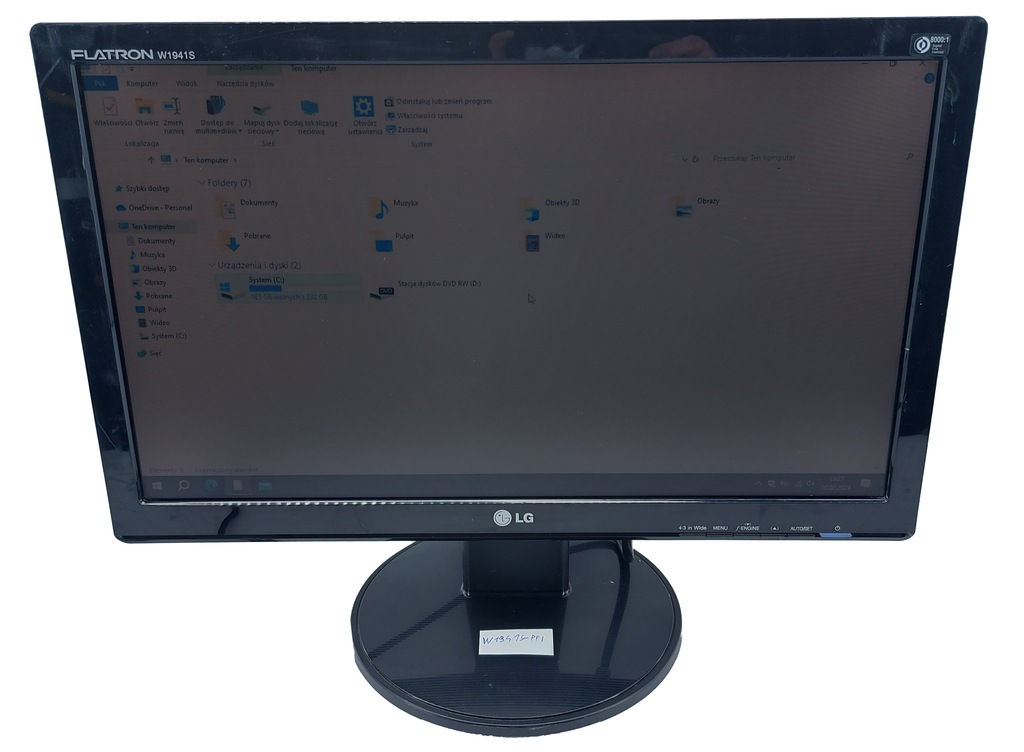 Monitor LCD 19" LG Flatron W1941S-PFI VGA 1366x768px TN CZARNY + STOPKA ...