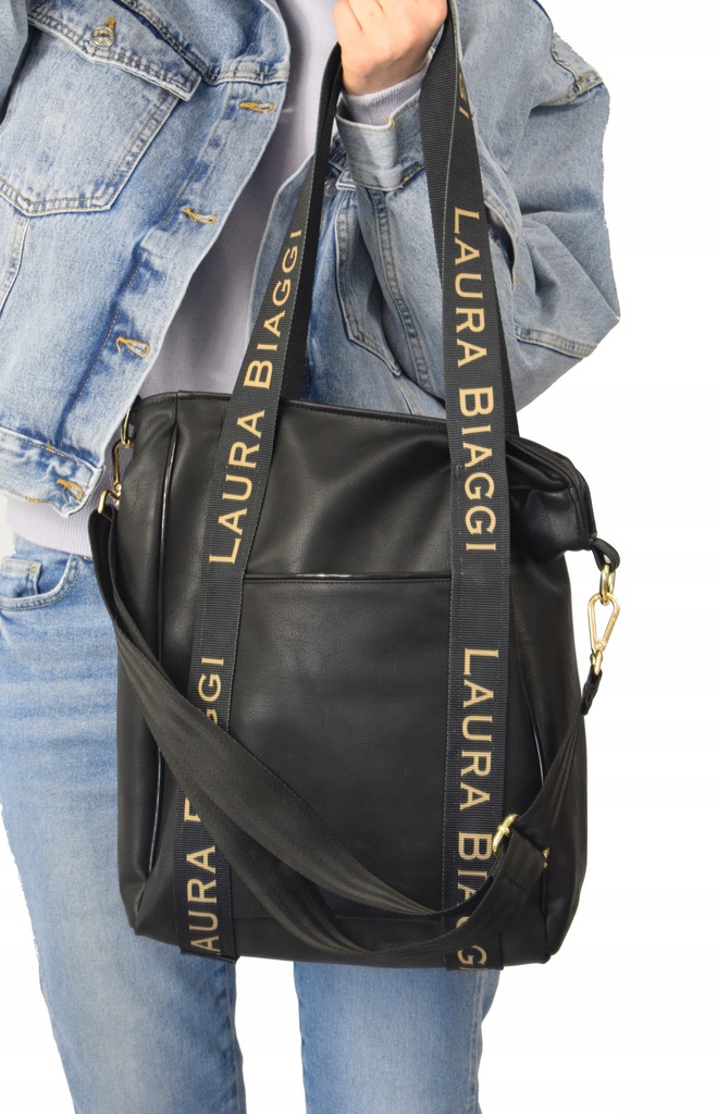 LAURA BIAGGI CZARNA DUŻA TORBA SHOPPER - 10475513641 - oficjalne archiwum Allegro
