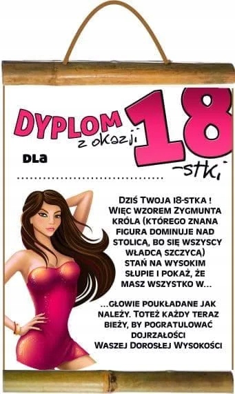 Dyplom Prezent z Okazji 18-stki Urodziny - 13503098058 - oficjalne archiwum Allegro