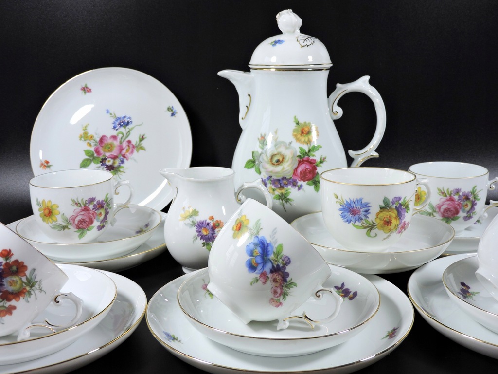Serwis Furstenberg śniadanie kwiaty 6 osób 1960 - 12629980429 ...