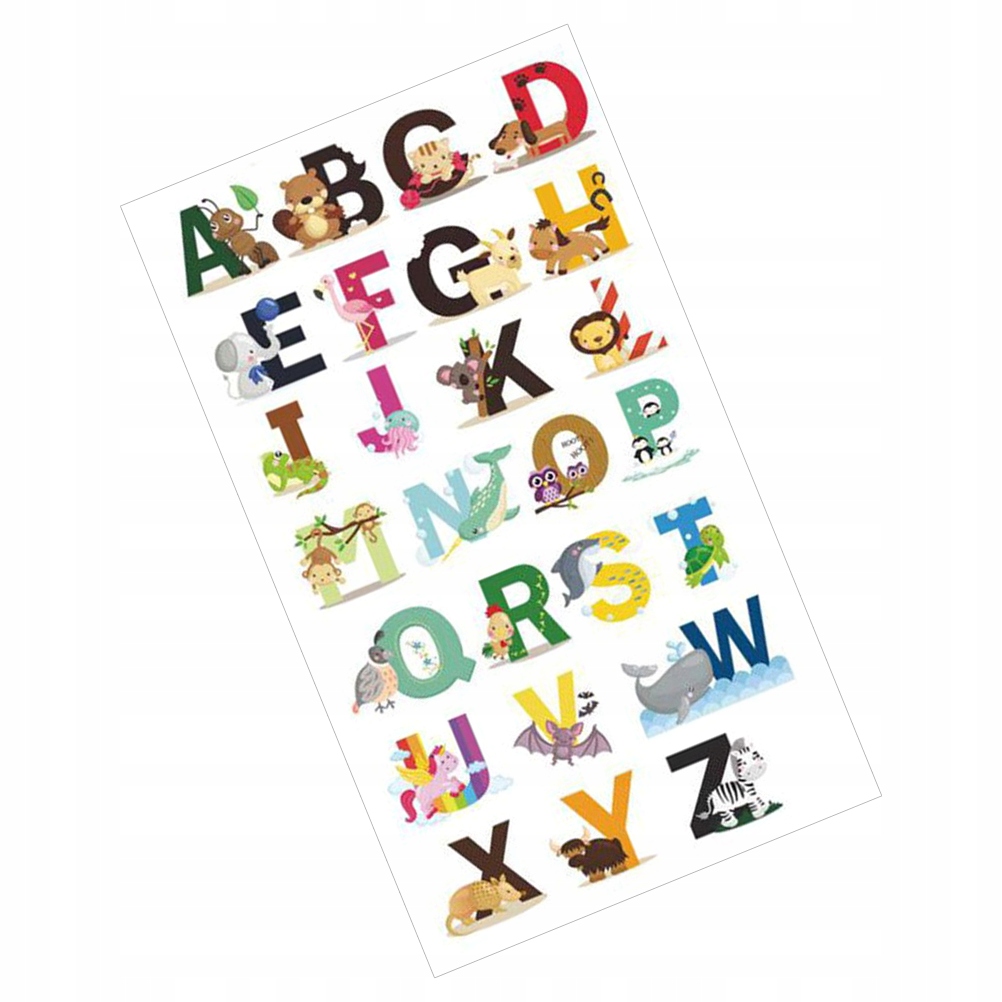 Kreskówkowy zwierzęcy alfabet naklejka naklejka - 12381991983 - oficjalne archiwum Allegro