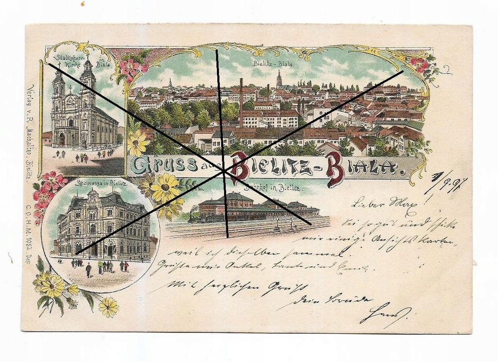 Bielsko Biała Gruss aus Bielitz Litho 1897 - 13538407962 - oficjalne ...