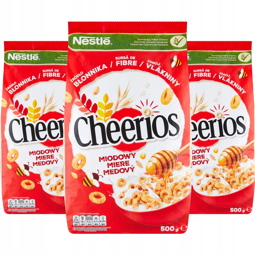 Nestle Cheerios Miodowe płatki śniadaniowe 3x500g - 12868903733 ...