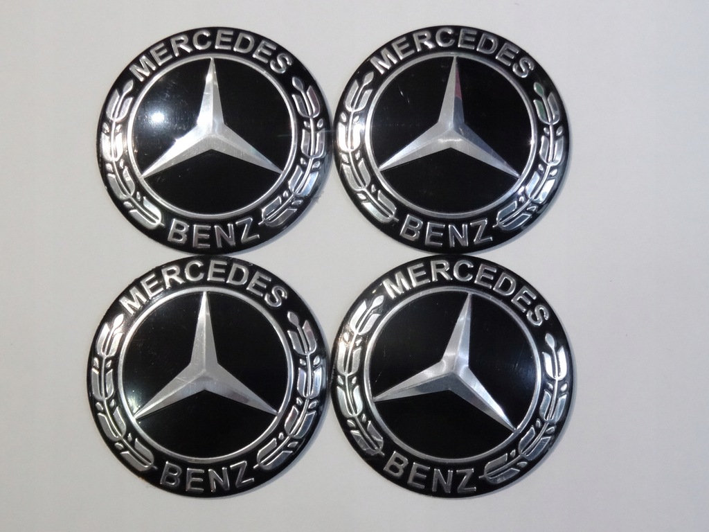 4x Aluminiowe naklejki na dekielki MERCEDES 60 mm czarne - 14430326435 - oficjalne archiwum Allegro