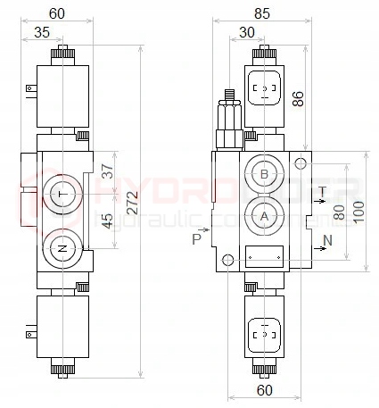 Купить ГИДРАВЛИЧЕСКИЙ РАСПРЕДЕЛИТЕЛЬ 2 СЕК 40 Л ЭЛЕКТРИЧЕСКИЙ 12 В ...