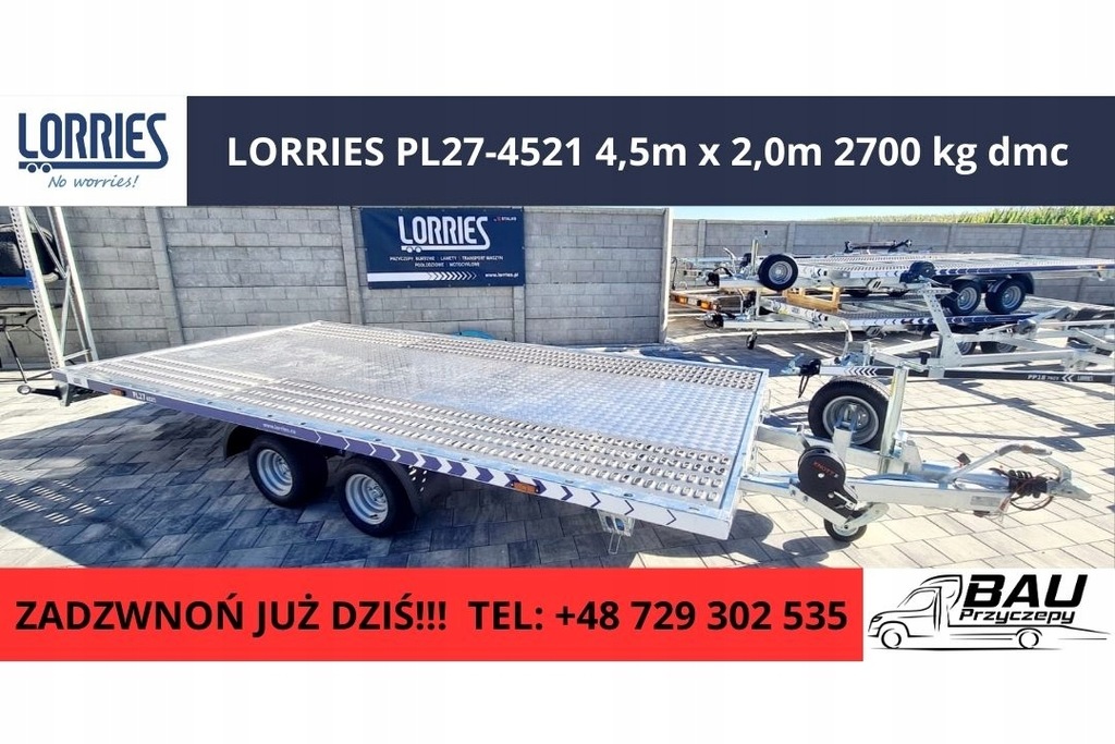 Nowa Laweta uchylna Lorries PL27-4521 4,5m x 2m ALU wypełnienie ...