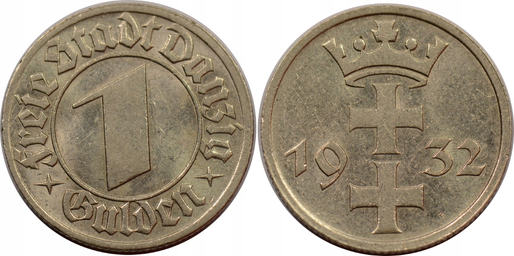 29AC. WOLNE MIASTO GDAŃSK 1 GULDEN 1932 STAN:I- - 13875079032 - oficjalne archiwum Allegro