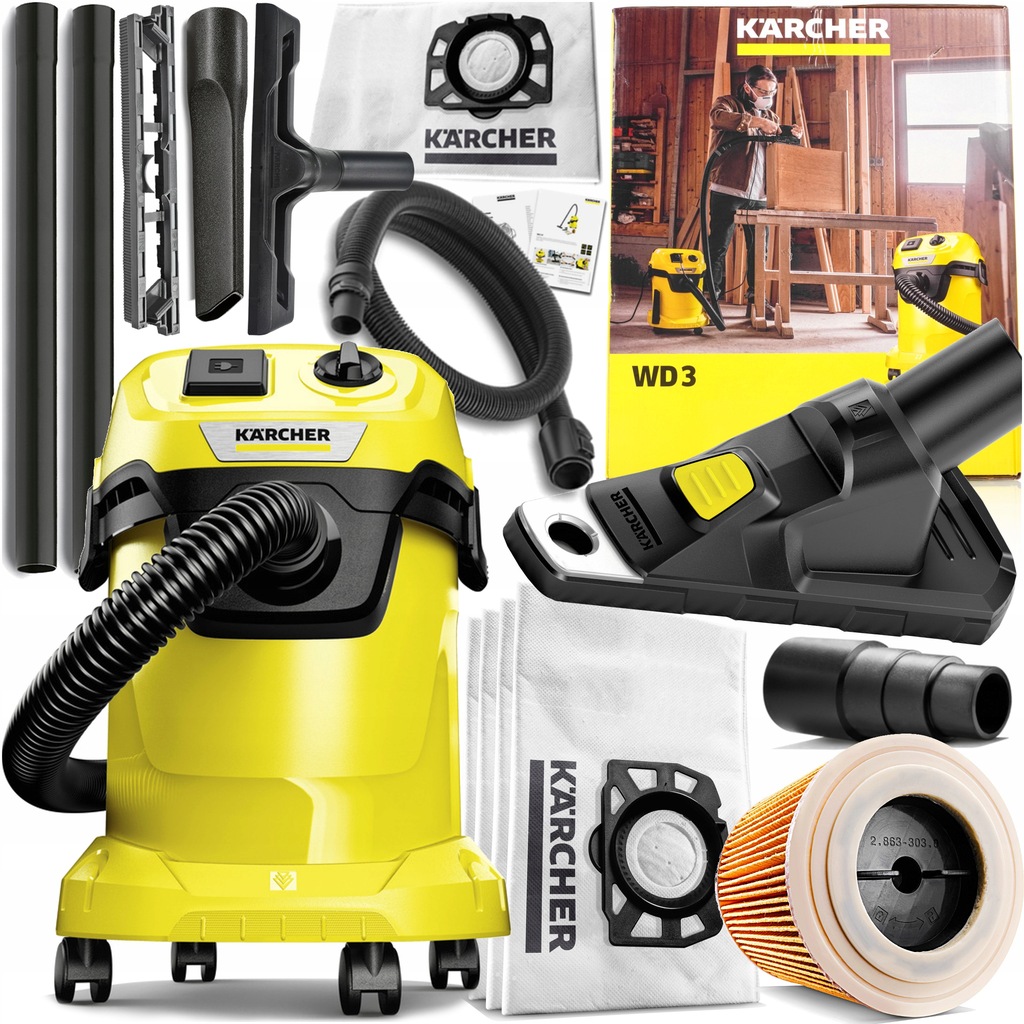 KARCHER ODKURZACZ PRZEMYSŁOWY WD 3P REMONT DOM XXL - 11925410599 - oficjalne archiwum Allegro