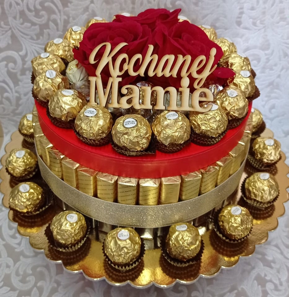 Tort z Czekoladek Rocher, Rafaello, Merci duży XXL - 13674590283 ...