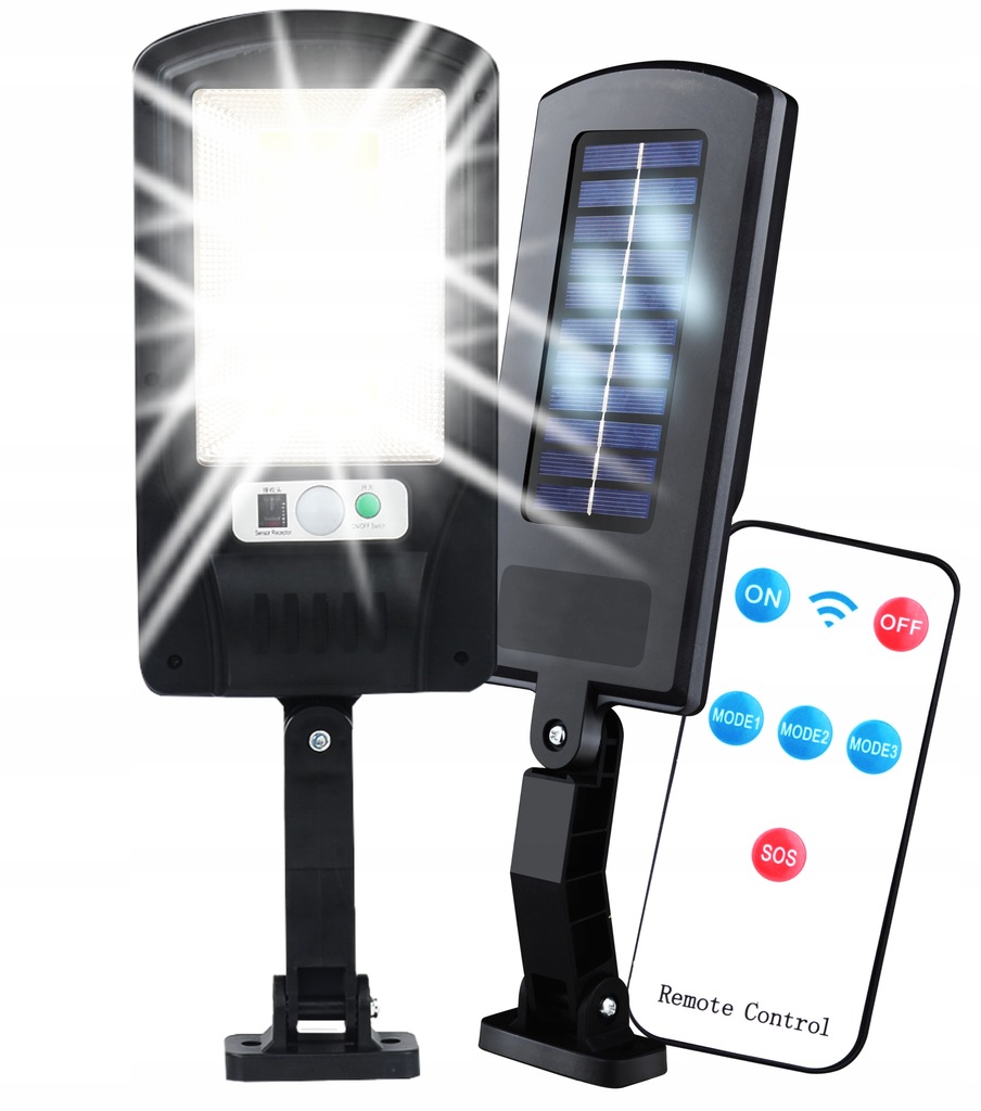 MOCNA LAMPA SOLARNA 10W ULICZNA HALOGEN LED CZUJNIK RUCHU ZMIERZCHU PILOT - 16815932200 ...