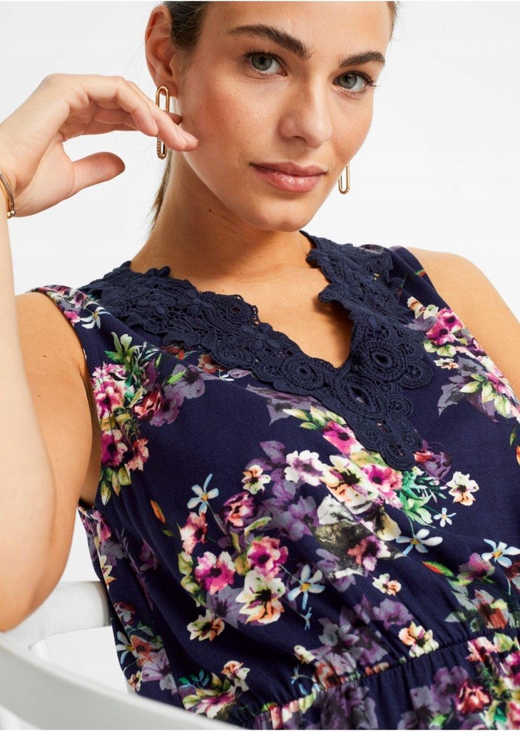 BODYFLIRT SUKIENKA W KWIATY Z KORONKĄ 42 XL - 13960429838 - oficjalne ...