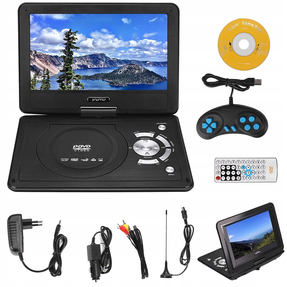 ODTWARZACZ DVD MONITOR SAMOCHODOWY 9 CALI OBROTOWY EKRAN KARTA SD/TF ...