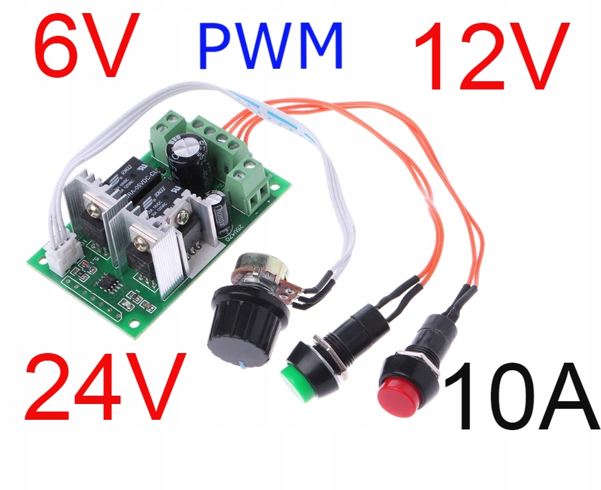 REGULATOR OBROTÓW SILNIKA DC 12V do 24V-30V 10A - 12874452499 - oficjalne archiwum Allegro