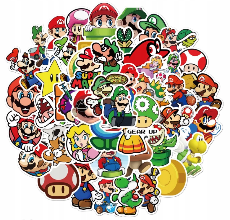 Naklejki Super Mario 50 szt Zestaw B - 13731935699 - oficjalne archiwum ...